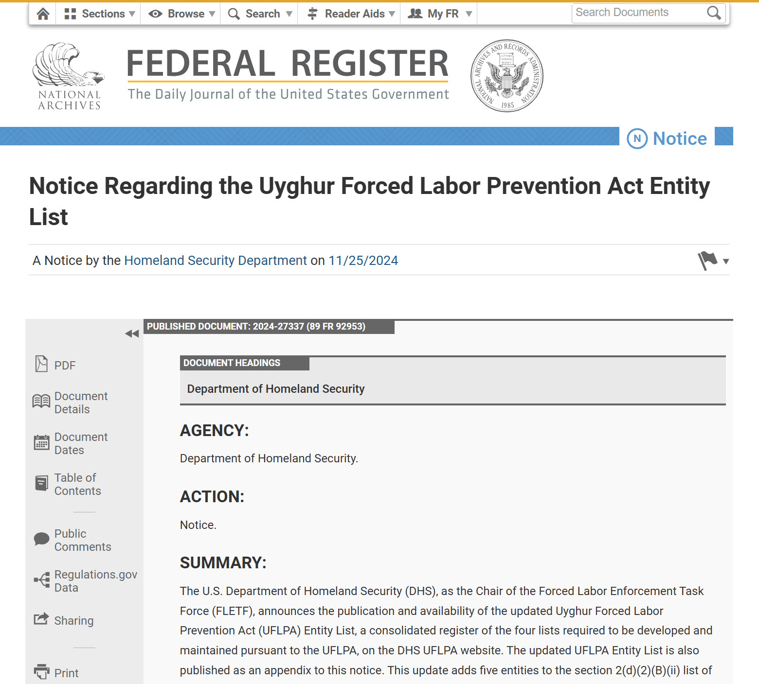 Uyghur Forced Labor Prevention Act Entity List - SIA Member Portal